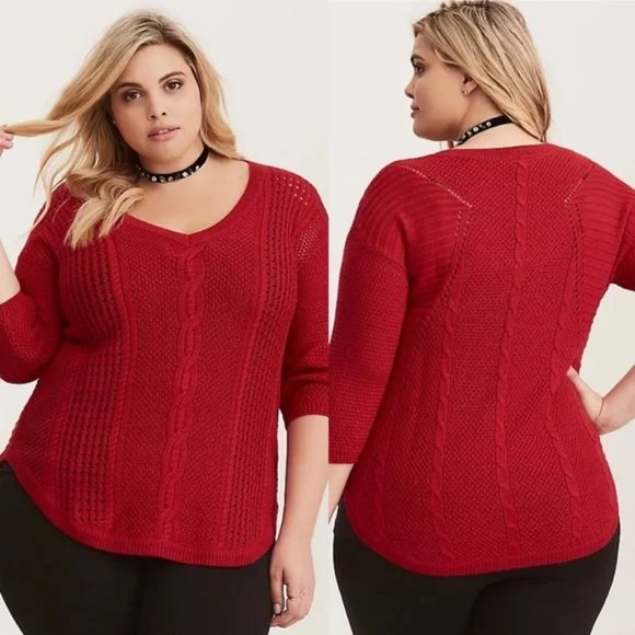torrid | Sweaters | Torrid Red Chunky 34 Sleeve Tunic Sweater | Poshmark